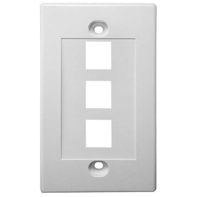 Three Port Keystone Faceplate | Wall Cover for 3 Data Jacks
