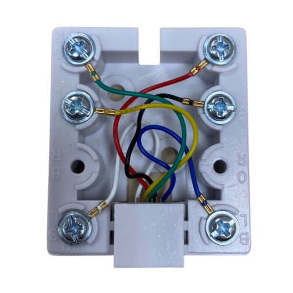 6C Surface Mount Wall Jack | Single-Port with RJ12 in White
