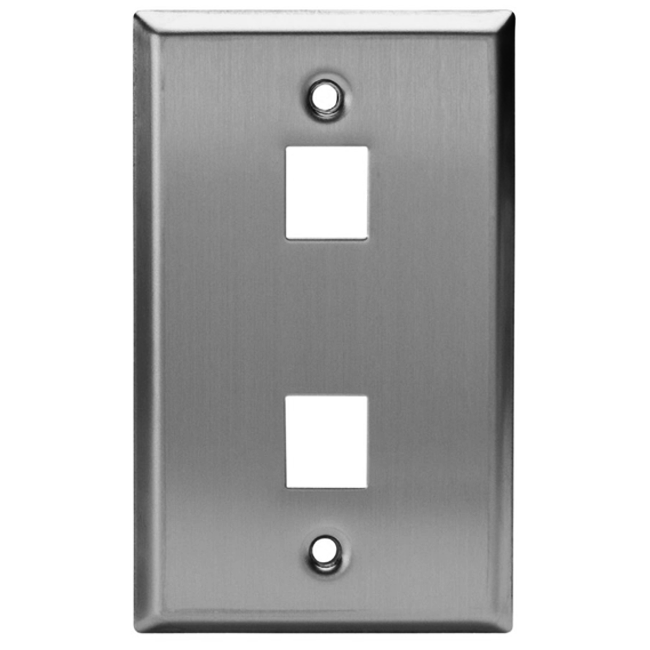 Two-Port Stainless Steel Faceplate for Keystone Jack
