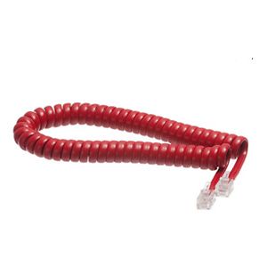 Red Handset Cord in 8ft Length | Telephone Curly Cord for Desk Phone